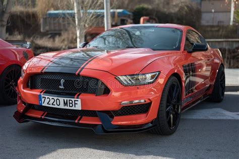 American Sports Car Ford Mustang Of The Sixth Generation Orange Red