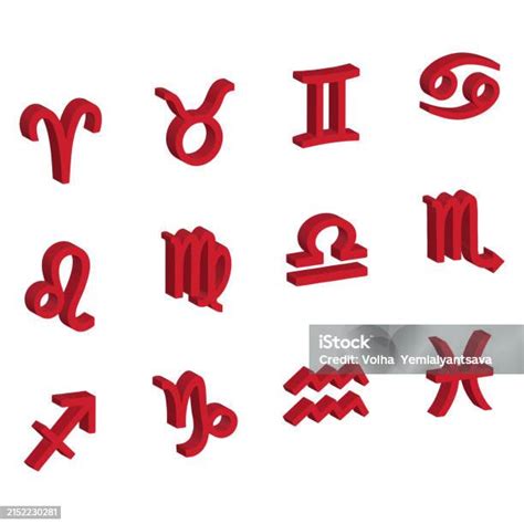 3d 조디악 빨간 표지판 세트입니다 점성술과 별자리 벡터 일러스트 레이 션 0명에 대한 스톡 벡터 아트 및 기타 이미지 0명 12 3차원 형태 Istock