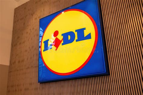 Prague Czech February 2023 Lidl Logo At Supermarket Building Wall Retail Chain Editorial