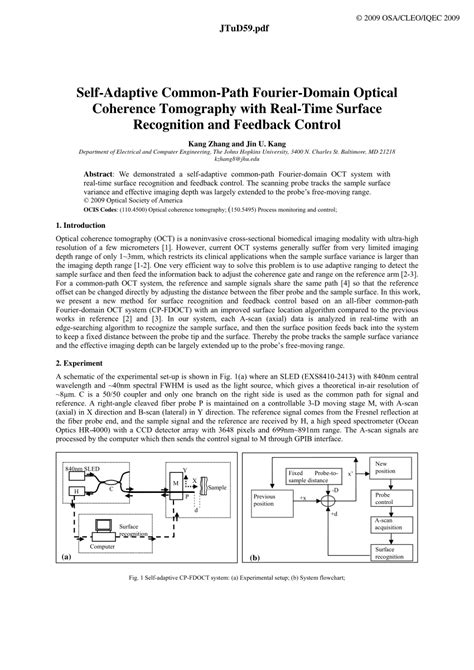 Pdf Self Adaptive Common Path Fourier Domain Optical Coherence Tomography With Real Time