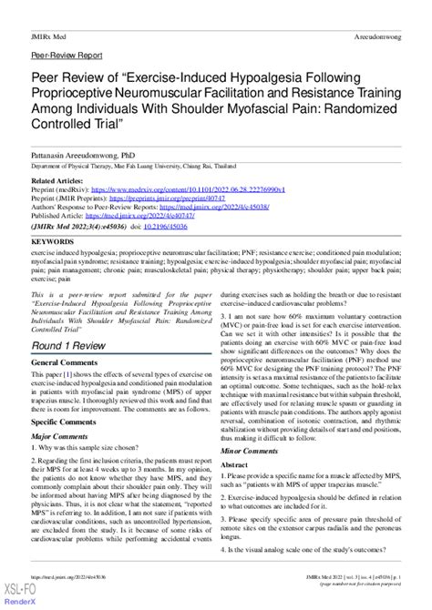 Pdf Peer Review Of Exercise Induced Hypoalgesia Following Proprioceptive Neuromuscular