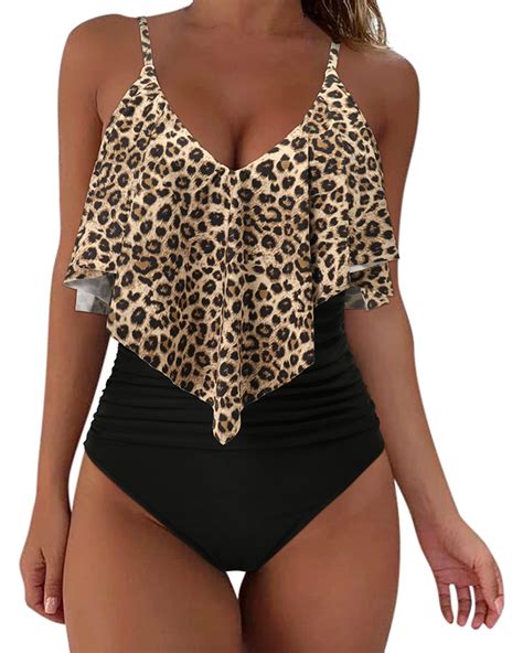 Suuksess Women Slimming Ruffle One Piece Swimsuits Ruched Tummy Control Bathing Suits Medium 1