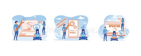 Software Update People For Mobile App Design Software Update Concept Can Be Used For Landing