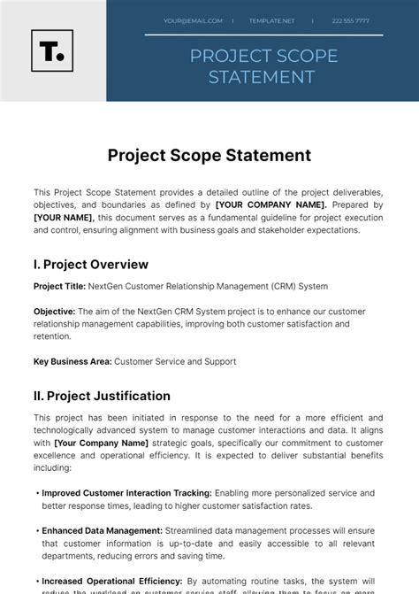 project scope statement template edit online and download example