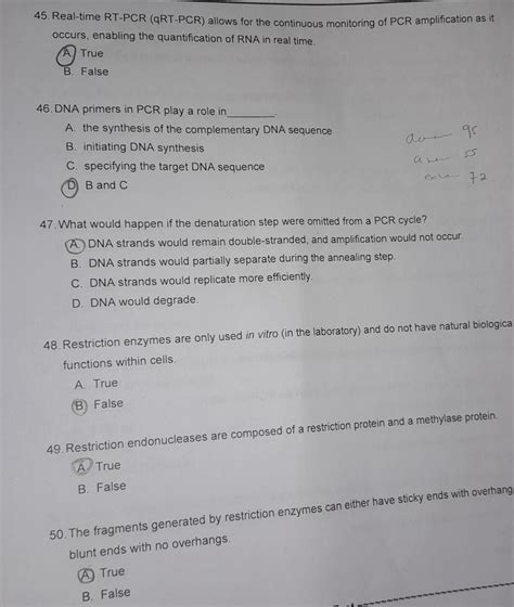 Solved 45 Real Time Rt Pcr Qrt Pcr Allows For The