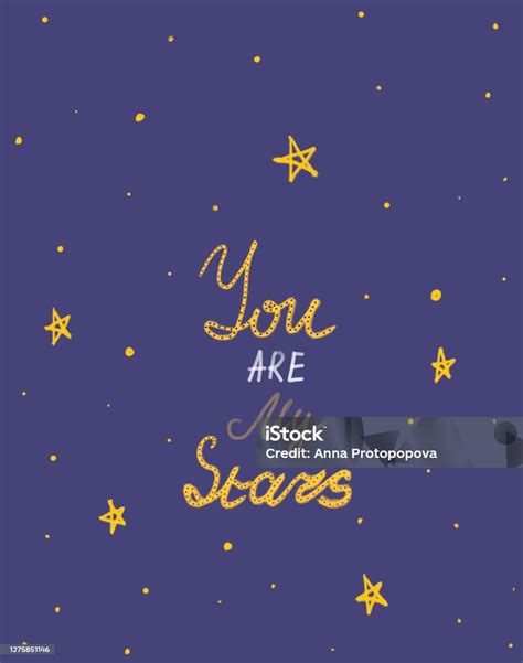당신은 내 별 양식에 일치시키는 문자입니다 스칸디나비아 스타일 보라색 배경에 손으로 그린 타이포그래피 낙서 별 스케치 티셔츠 프린트 배너 포스터 디자인 요소 개념에 대한