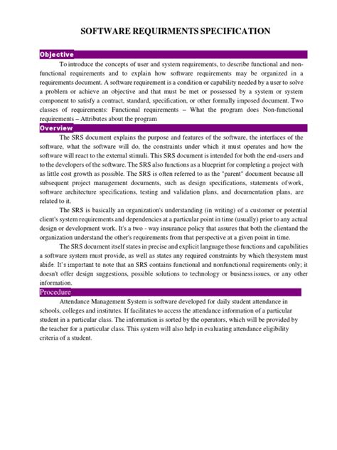 software requirments specification pdf specification technical