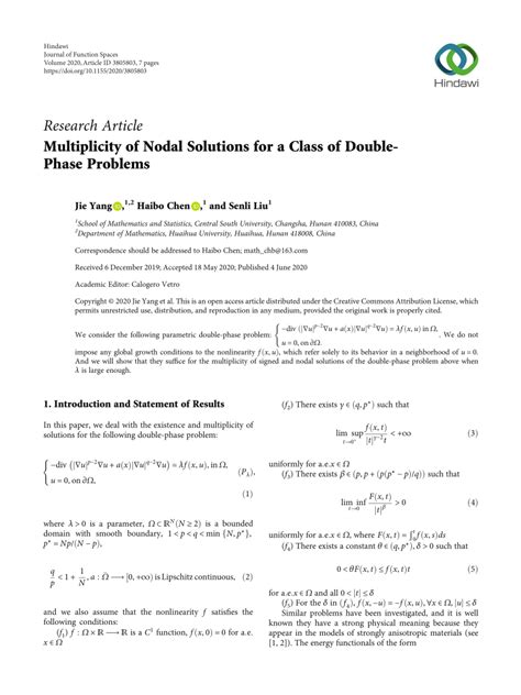 Pdf Multiplicity Of Nodal Solutions For A Class Of Double Phase Problems