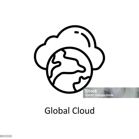 Global Cloud Vector Outline Icon Design Illustration Cloud Computing Symbol On White Background