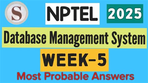 Database Management System Week 5 Quiz Assignment Answers 2025
