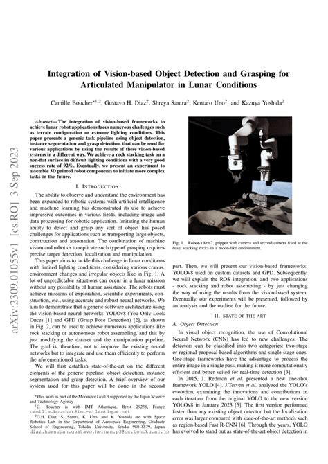 PDF Integration Of Vision Based Object Detection And Grasping For