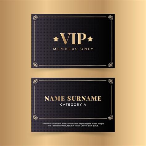 황금 그라데이션 Vip 카드 템플릿 무료 벡터