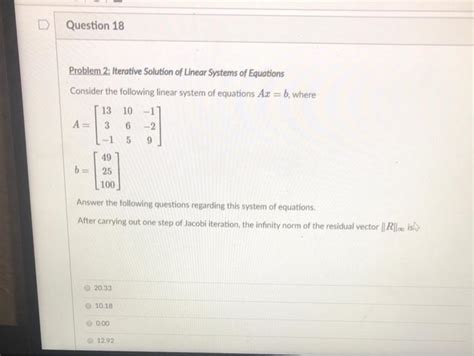 Solved D Question Problem Iterative Solution Of Chegg