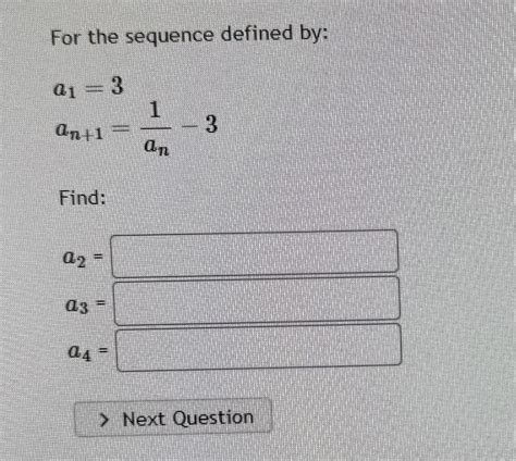Solved For The Sequence Defined Chegg
