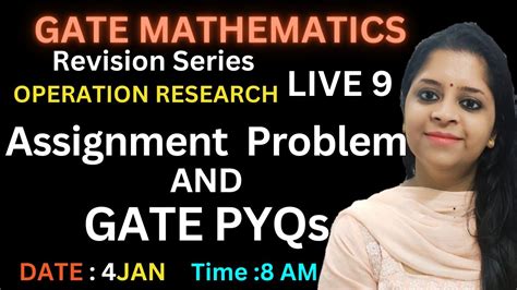 Gate Operation Research Assignment Problem And Gate Pyqs Youtube