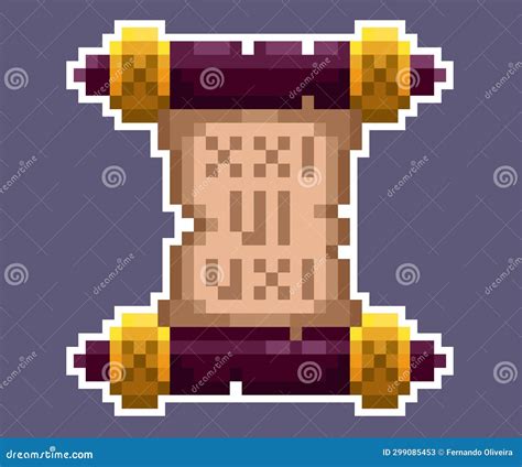 Vintage Parchment 8 Bit Pixel Art Editable Vector Illustration Stock Illustration