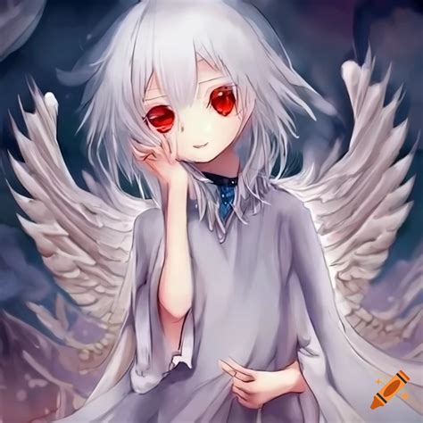 Sad Anime Girl With White Hair And Red Eyes
