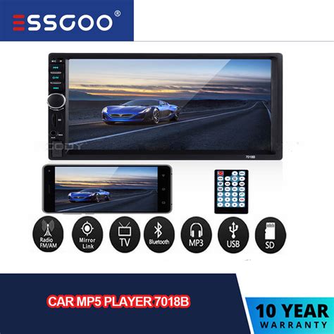 Essgoo 7018b Double Din Car Player Bluetooth Radio Player Mp5 7 Inch Bt Black Interconnect With