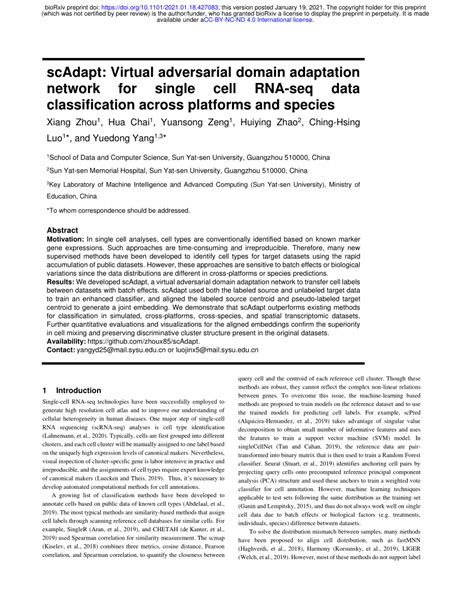 Pdf Scadapt Virtual Adversarial Domain Adaptation Network For Single Cell Rna Seq Data