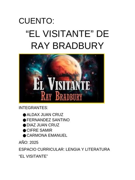 El Visitante Cuento De Bradbury En Marte Pdf Ray Bradbury
