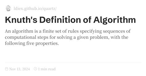 Knuths Definition Of Algorithm