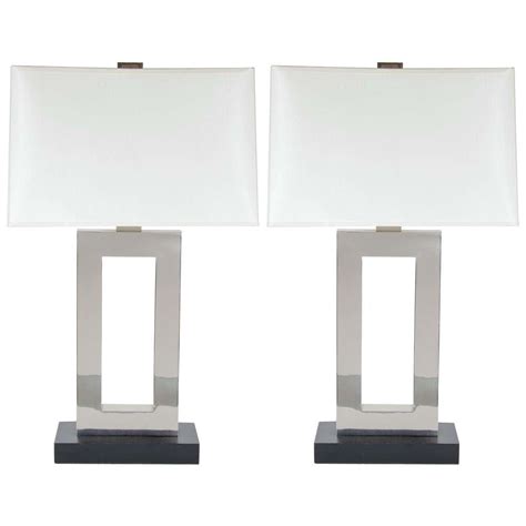 Sophisticated Pair Of Modernist Rectangle Form Table Lamps At 1stdibs