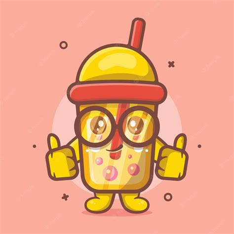 Premium Vector Cute Bubble Tea Drink Character Mascot With Thumb Up Hand Isolated Cartoon In