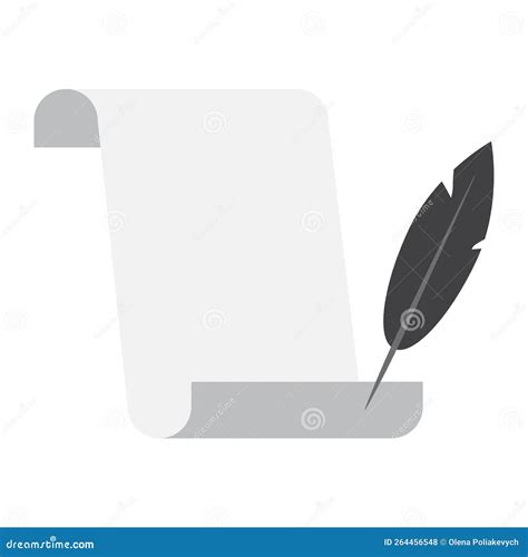 Paper Scroll Feather Empty White Scroll Paper With Feather Vector Illustration Stock Image
