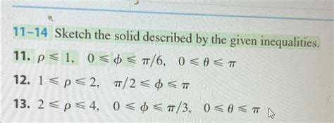 solved 11 14 ﻿sketch the solid described by the given