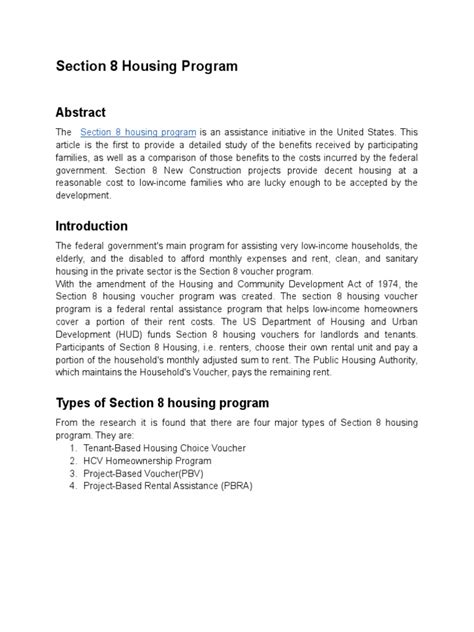 Section 8 Housing Program Pdf Section 8 Housing Economic Inequality