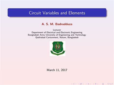 circuit variables and elements pdf physics science