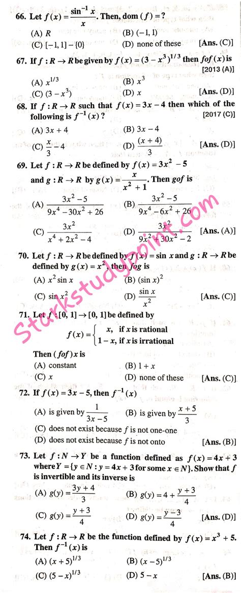Th MatheMatics VVI Relation And Functions Chapter STARK STUDY POINT