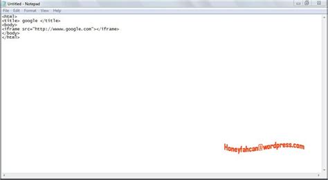 Membuat Iframe Fungsi HTML Pada Notepad Key World