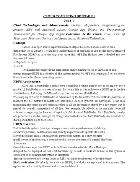 Unit 5 Ln Cloud Computing Unit 5 Cloud Computing B20pe4101 Unit V