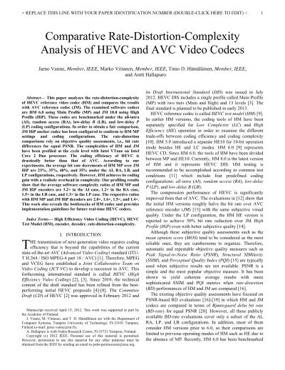 Comparative Rate Distortion Complexity Analysis Of Hevc And Avc Video Codecs