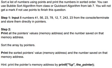 Solved Sort A List Of Numbers Using Points And Print The