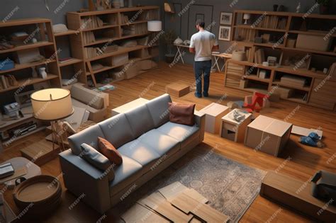 Premium Photo A Person Rearranging Furniture In A Room Generative Ai