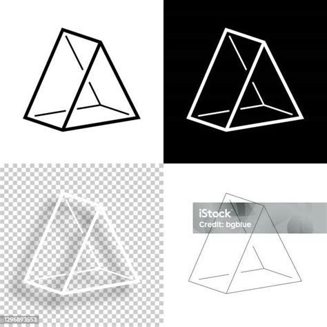 3d 삼각형 디자인 아이콘입니다 빈 흰색 및 검은색 배경 선 아이콘 프리즘에 대한 스톡 벡터 아트 및 기타 이미지 프리즘 2차 도형 3차원 형태 Istock
