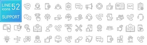 Premium Vector Help Customer Service And Support Outline Icon Set Thin Line Icons Contains