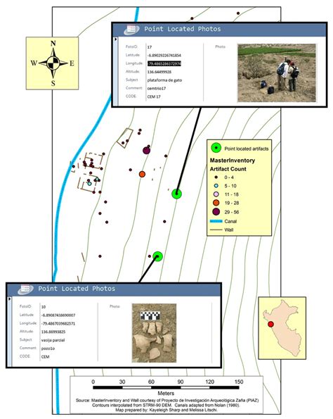 Map Showing Two Examples Of Artifacts And Photos Located By