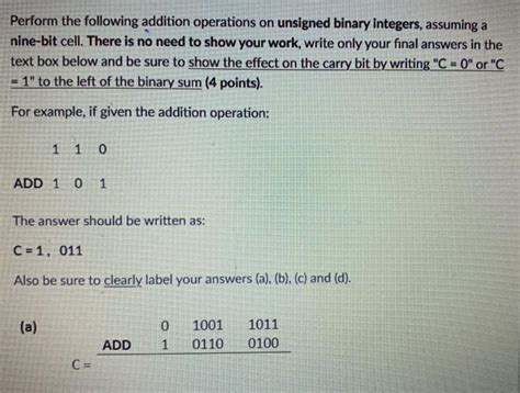 Solved Perform The Following Addition Operations On Unsigned