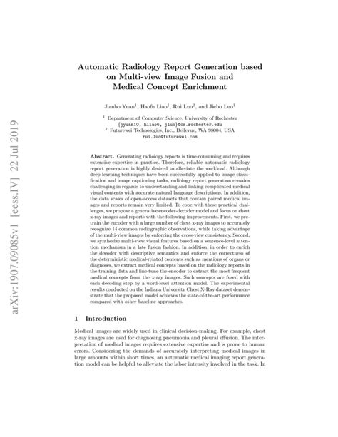 Automatic Radiology Report Generation Based On Multi View Image Fusion And Medical Concept