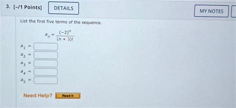 Solved List The First Five Terms Of The Sequence