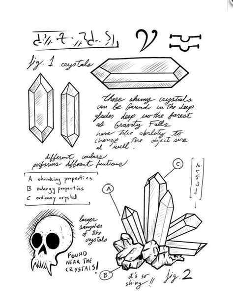 Gravity Falls Journal Page With Crystals And Drawing Ideas