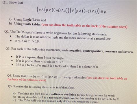 Solved Q Show That A Using Logic Laws And B Using Truth Chegg