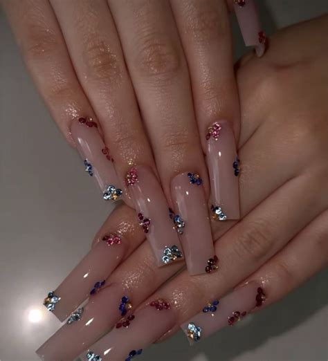 Simple Bling Acrylic Nails Nail Bling Designs Rhinestones Rhinestone
