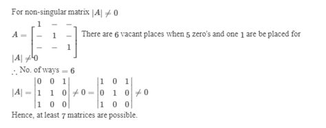 1 Any Odd Integernthe Number Of 3 Times 3 Non Singular Matrices With Four Entries As 1