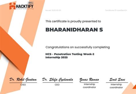 Cybersecurity Ethicalhacking Penetrationtesting Websecurity Sqli… Bharanidharan S