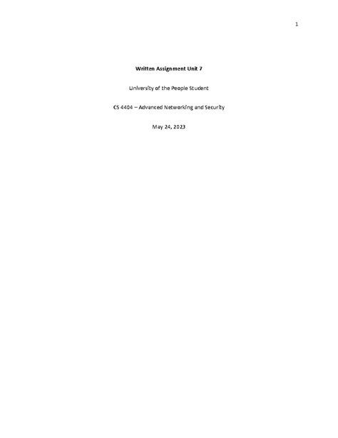 Week 7 Written Assignment Written Assignment Unit 7 University Of The