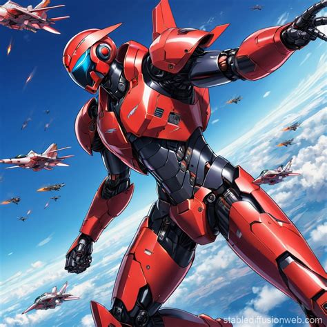 Flying Robot Man Fights Fighter Jets Stable Diffusion Online